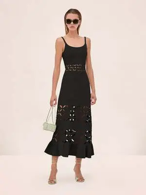Alexis Elayne Midi Dress - Black