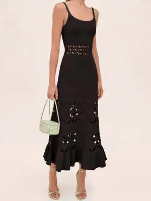 Alexis Elayne Midi Dress - Black