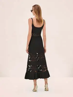 Alexis Elayne Midi Dress - Black