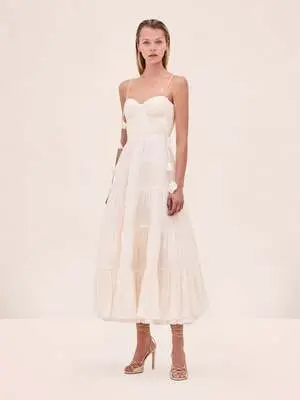 Alexis Gienna Embroidered Corset Midi Dress