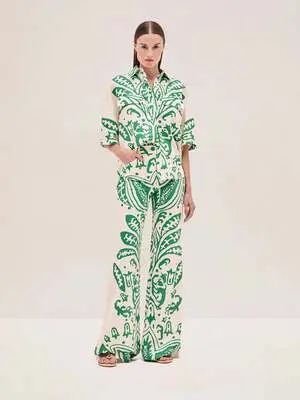 Alexis Farad Printed Top - Emerald Palm
