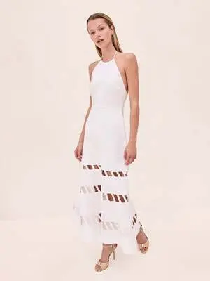 Alexis Janessa Halter Midi Dress - White