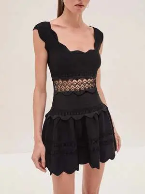 Alexis Hopper Scalloped Trim Knit Mini Dress