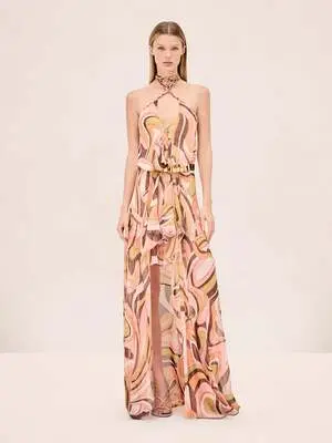 Alexis Gisela Halter High-low Maxi Dress - Abstract Print