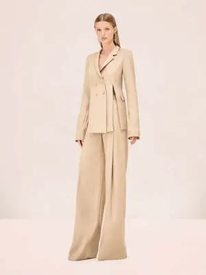 Alexis Jude Wide Leg Trousers - Beige