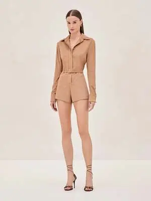 Alexis Archer Romper - Tan