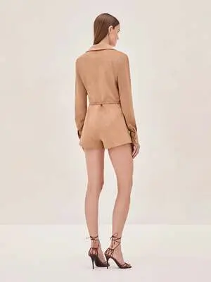 Alexis Archer Romper - Tan