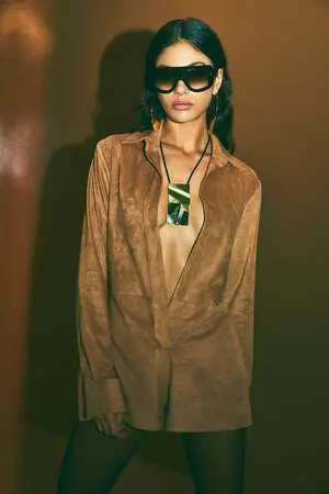 Alexis Archer Romper - Tan
