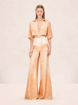 Alexis Liari Cropped Wrap Blouse - Melon
