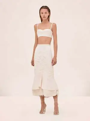 Alexis Kiernan Embroidered Flared Midi Skirt