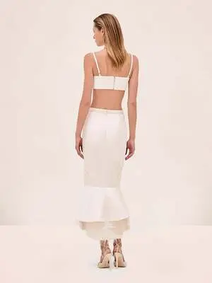 Alexis Kiernan Embroidered Flared Midi Skirt