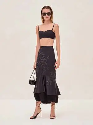 Alexis Kiernan Embroidered Midi Skirt