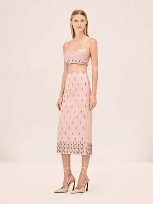 Alexis Luisa Embellished Midi Skirt - Beaded Blush