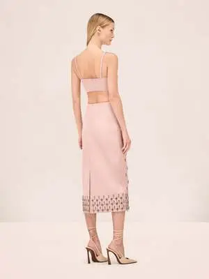 Alexis Luisa Embellished Midi Skirt - Beaded Blush