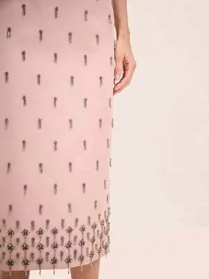 Alexis Luisa Embellished Midi Skirt - Beaded Blush