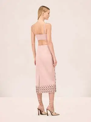 Alexis Luisa Embellished Midi Skirt - Beaded Blush