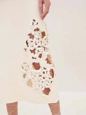 Alexis Maris Knit Midi Skirt - Ivory Sequin