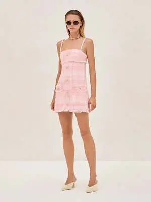 Alexis Michel Textured Tweed Mini Dress With Button Detailing