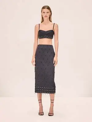 Alexis Luisa Beaded Midi Skirt - Beaded Black