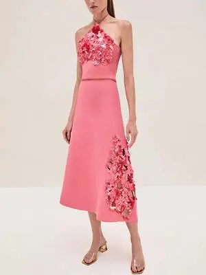 Alexis Maris Knit Midi Skirt With Sequined Cutouts - Dahlia