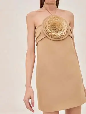 Alexis Liss Dress Mini Halterneck Embellished - Sand
