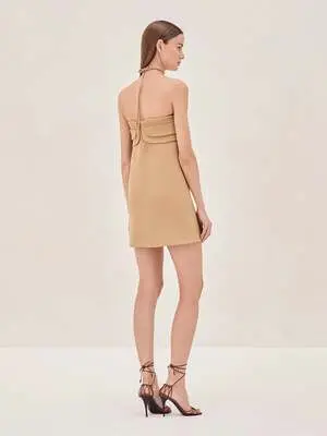 Alexis Liss Dress Mini Halterneck Embellished - Sand
