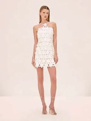 Alexis Lily Halter Mini Dress - White