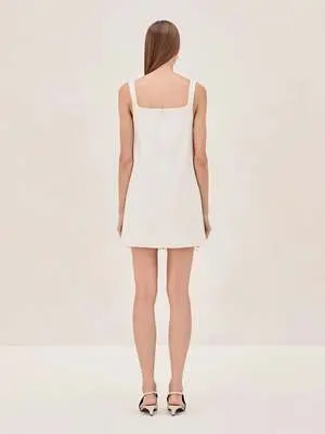Alexis Luya Mini Dress With Square Neckline And Gold Button Details - Pearl