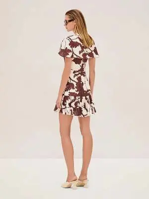 Alexis Melba Dress Brown Floral Wrap Mini - Obsidian Brown