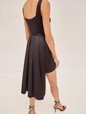 Alexis Montella Draped Cape Mini Dress With Bow Belt