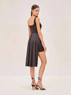 Alexis Montella Draped Cape Mini Dress With Bow Belt