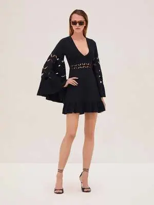 Alexis Linden Dress With Bell Sleeves And Cutout Details