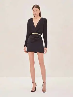 Alexis Morci Dress With Plunge Neckline And Draped Waist