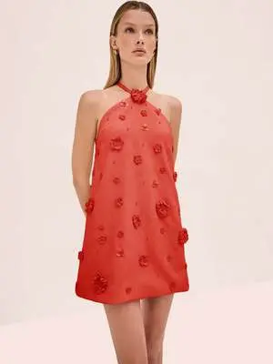 Alexis Milaa Mini Dress - Terracotta Raffia