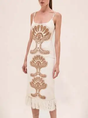 Alexis Naturi Embroidered Midi Dress