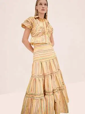 Alexis Arya Cropped Top - Lemon Stripe