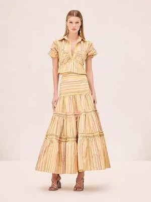 Alexis Arya Cropped Top - Lemon Stripe
