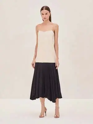 Alexis Piatta Midi Dress - Off White/black