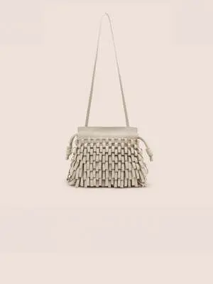 Alexis Quinn Woven Fringe Clutch - Vanilla