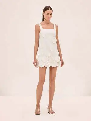 White Appliqué Mini Dresses