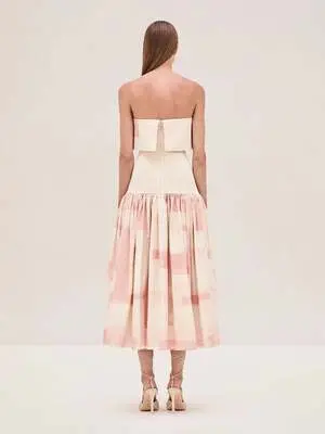 Alexis Robia Printed Strapless Midi Dress - Pink Brushstroke