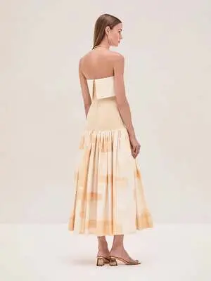 Alexis Robia Midi Dress - Beige Brushstroke