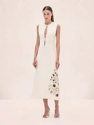 Alexis Obarra Knit Midi Dress - Ivory Sequin
