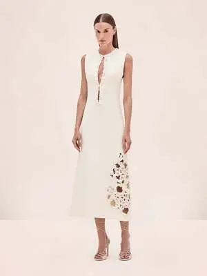 Alexis Obarra Knit Midi Dress - Ivory Sequin
