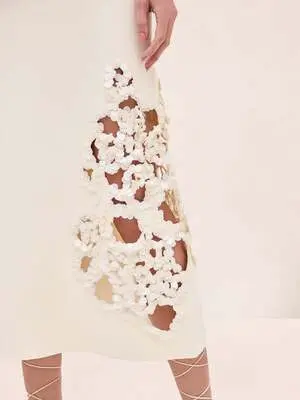 Alexis Obarra Knit Midi Dress - Ivory Sequin