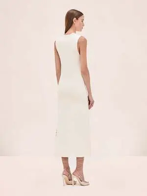 Alexis Obarra Knit Midi Dress - Ivory Sequin