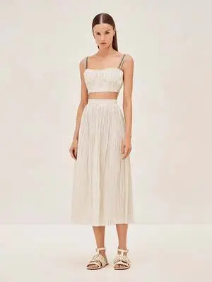 Alexis Rezza Pleated Midi Skirt