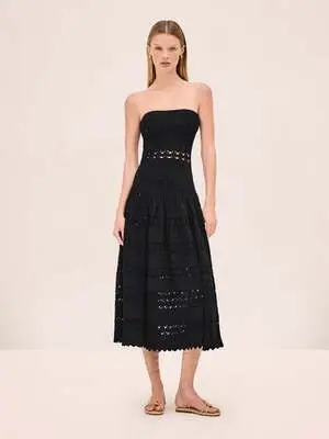 Alexis Payge Tiered Knit Eyelet Strapless Dress