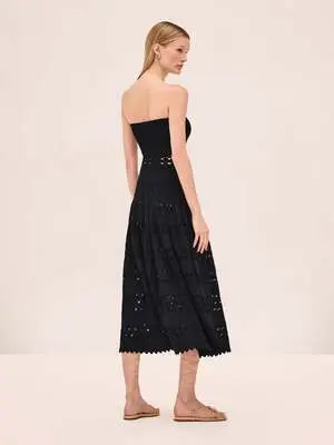 Alexis Payge Tiered Knit Eyelet Strapless Dress