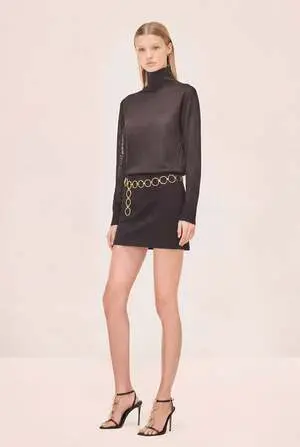 Alexis Suede Mini Skirt With Gold Ring Belt - Black